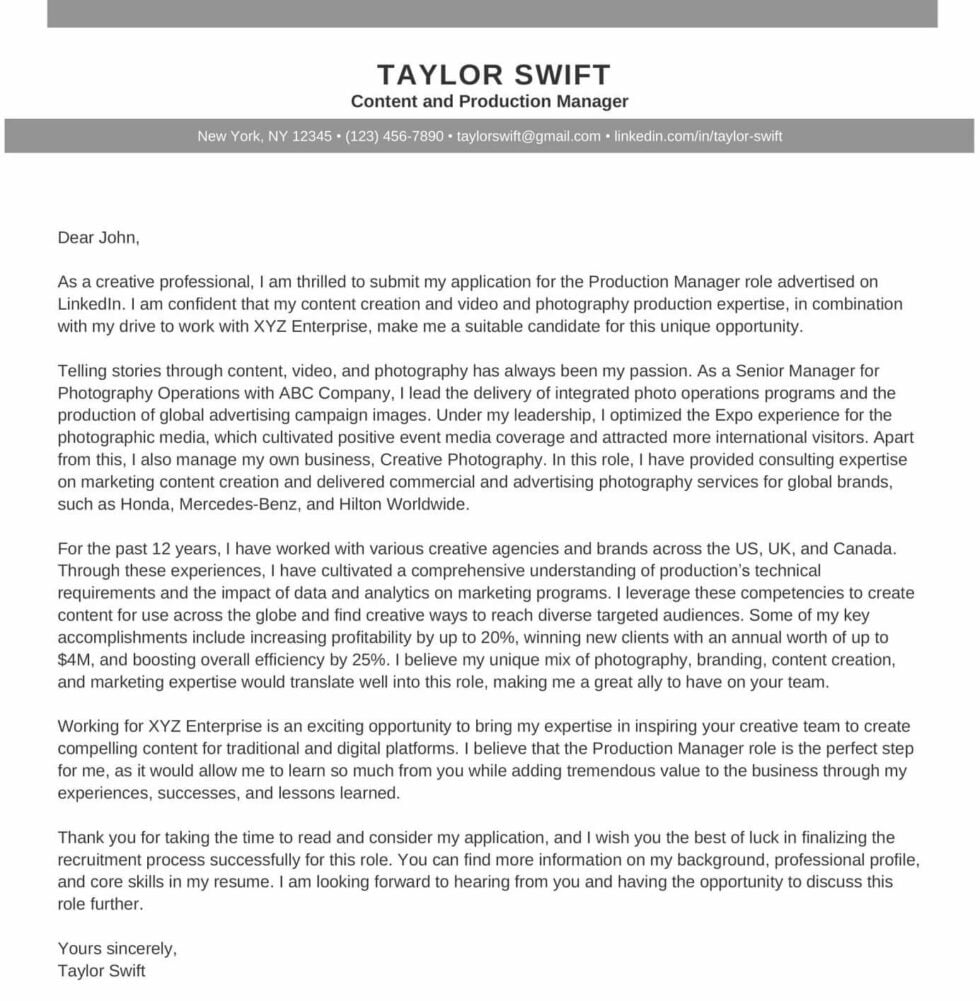 Cover Letter Examples