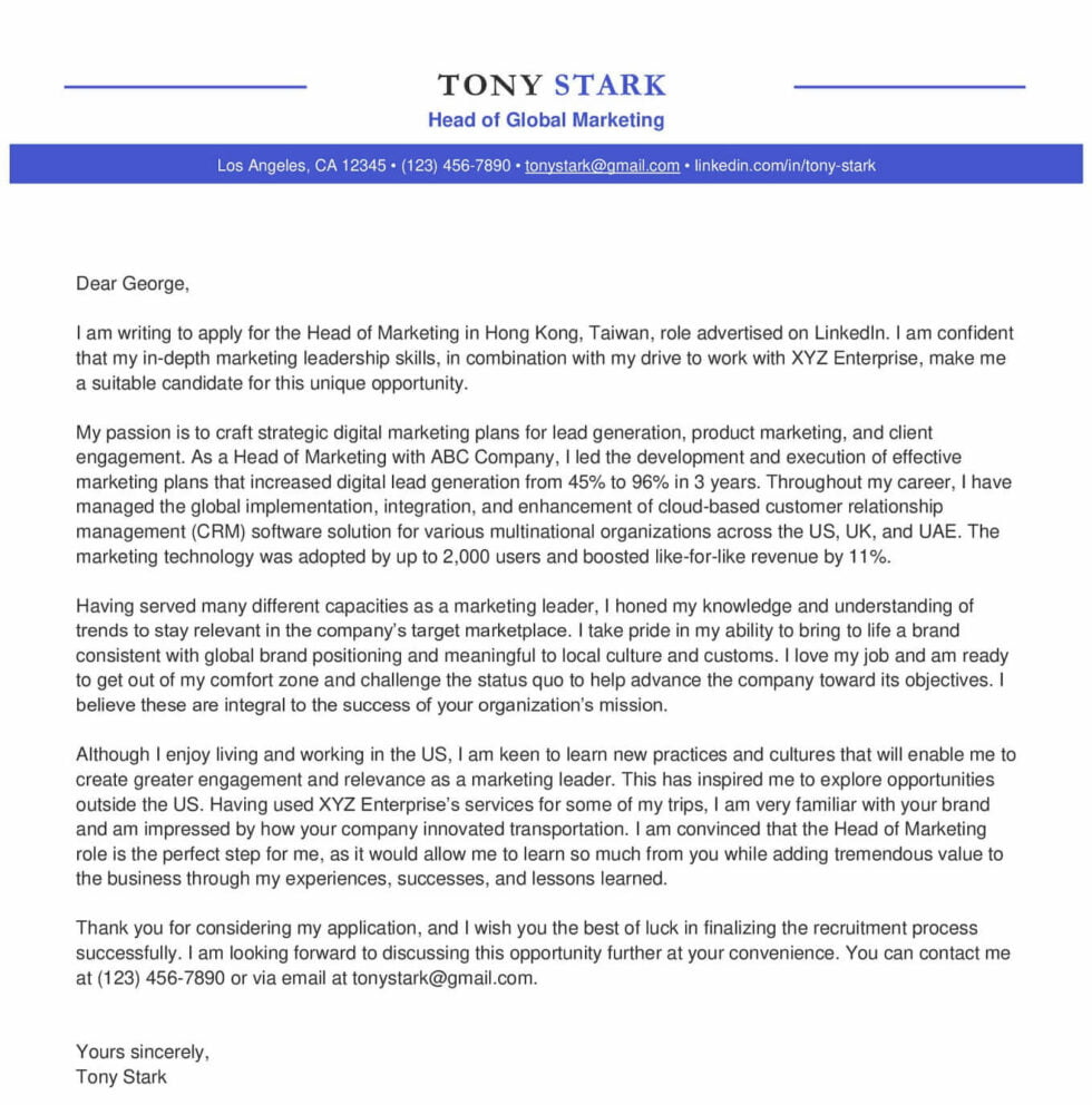 Cover Letter Examples