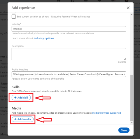 Creating an effective LinkedIn experience section