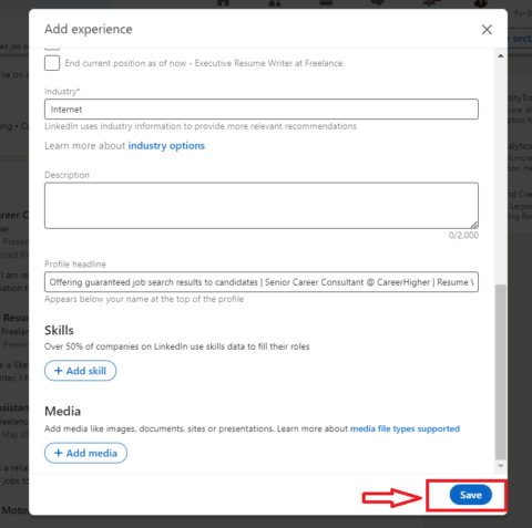 Creating an effective LinkedIn experience section